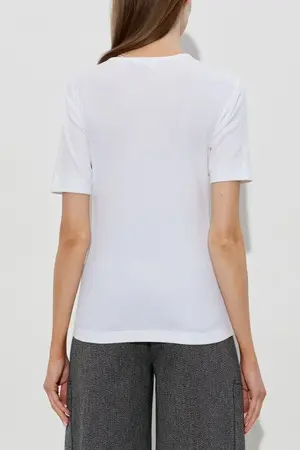 GANNI Ribbed T-shirt With Logo - White