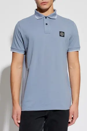Stone Island Polo With Logo Patch - Blue