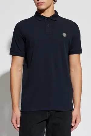 Stone Island Polo With Logo Patch - Black