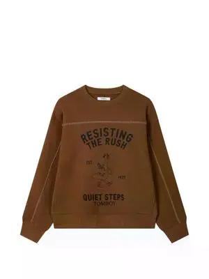 STUDIO TOMBOY Printed Crewneck Sweatshirt - Brown