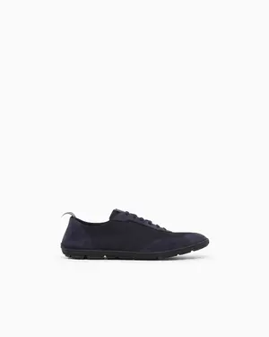 Giorgio Armani Asv Nylon And Suede Sneakers - Navy Blue