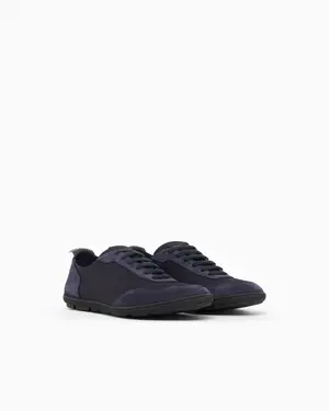 Giorgio Armani Asv Nylon And Suede Sneakers - Navy Blue