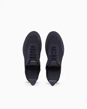 Giorgio Armani Asv Nylon And Suede Sneakers - Navy Blue