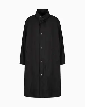 Giorgio Armani Wool And Silk Technical Canvas Trench Coat