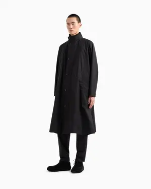 Giorgio Armani Wool And Silk Technical Canvas Trench Coat