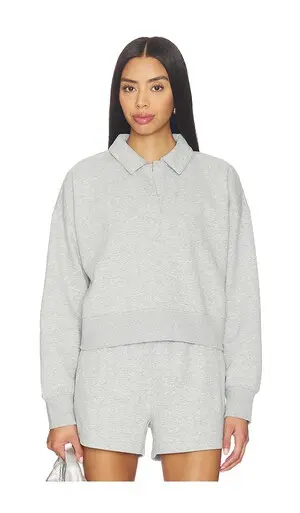 Beyond Yoga Luxefleece Collared Sweatshirt - Light Gray Heather