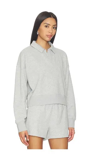 Beyond Yoga Luxefleece Collared Sweatshirt - Light Gray Heather