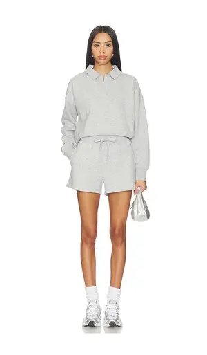 Beyond Yoga Luxefleece Collared Sweatshirt - Light Gray Heather