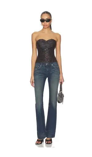 ONETEASPOON Leather Strapless Bustier Top