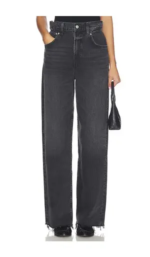 Agolde Black Wash Bottoms For Women