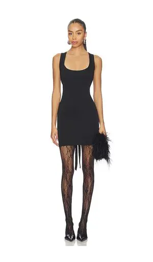 Attico Ribbed Mini Dress With Criss-cross Back Detail - Black