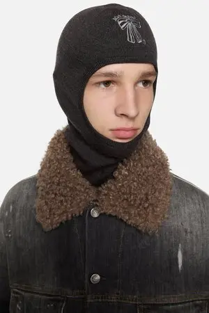 Acne Studios Wool Balaclava With Logo Embroidery - Anthracite Grey