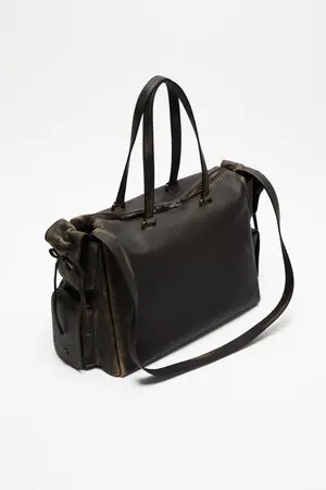 Acne Studios Grainy Leather Multi-pocket Tote Bag - Dark Brown,beige
