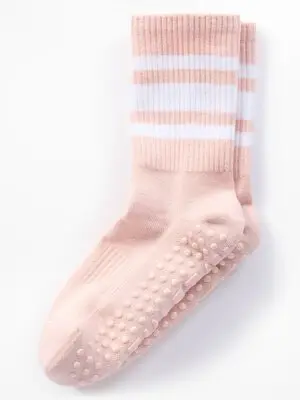 Athleta Pilates Gripper Crew Socks - Pink Sand