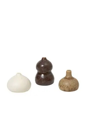 FERM LIVING Komo Mini Vases Set Of 3 In Brown - Multi