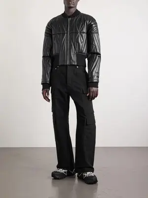 Rick Owens Moncler + Cropped Quilted Leather Jacket