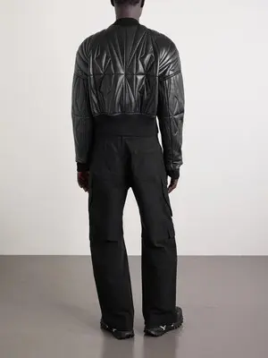 Rick Owens Moncler + Cropped Quilted Leather Jacket