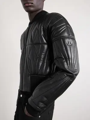 Rick Owens Moncler + Cropped Quilted Leather Jacket