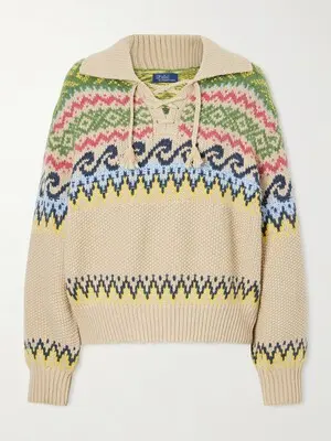 Polo Ralph Lauren Jacquard-knit Cotton-blend Polo Sweater