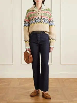Polo Ralph Lauren Jacquard-knit Cotton-blend Polo Sweater