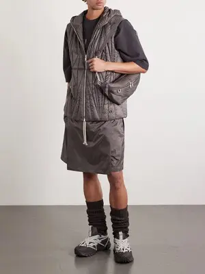 Rick Owens Moncler Slim-fit Logo-appliquéd Quilted Shell Hooded Down Gilet