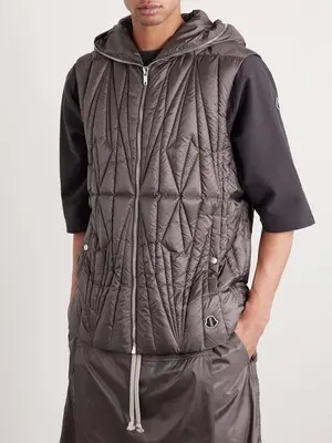 Rick Owens Moncler Slim-fit Logo-appliquéd Quilted Shell Hooded Down Gilet
