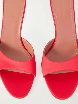 Amina Muaddi Elodie Satin Mules - Red