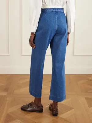 BODE Sailor Cropped High-rise Wide-leg Jeans