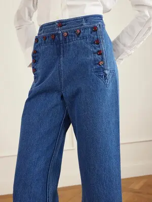 BODE Sailor Cropped High-rise Wide-leg Jeans