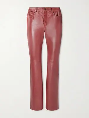Chloé Leather Flare Pants - Red
