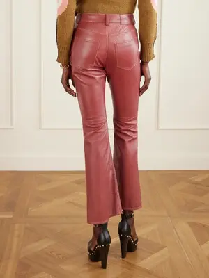 Chloé Leather Flare Pants - Red