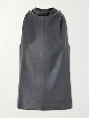Stouls Aurea Draped Leather Halterneck Top