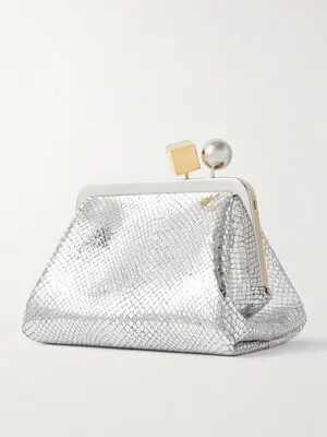 Jacquemus Le Berlingot Snake-effect Leather Clutch