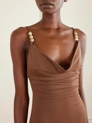 Magda Butrym Embellished Cowl Neck Swimsuit