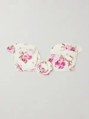Magda Butrym Appliquéd Floral-print Bikini Top - Neutrals