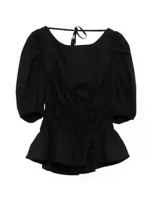 Pinko Joandra Smocked Puff-sleeve Top - Black