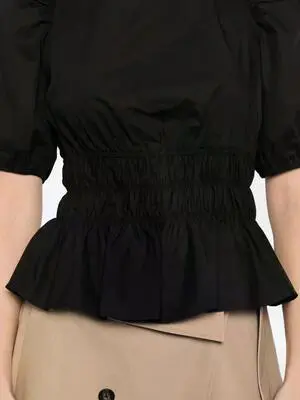 Pinko Joandra Smocked Puff-sleeve Top - Black