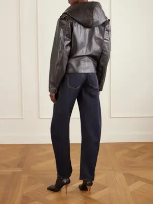 Alaïa Belted Leather Biker Jacket - Brown