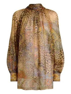 Etro Paisley Animal-print Silk Chiffon Blouse