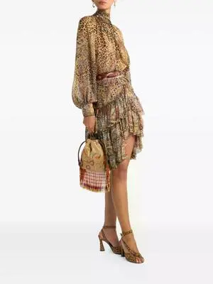 Etro Paisley Animal-print Silk Chiffon Blouse
