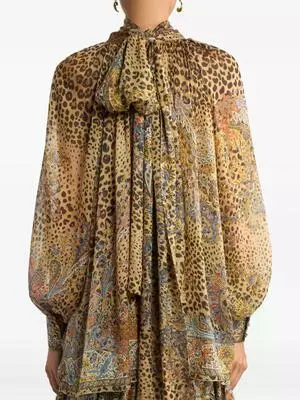 Etro Paisley Animal-print Silk Chiffon Blouse