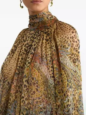 Etro Paisley Animal-print Silk Chiffon Blouse