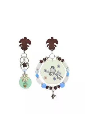 AMIR SLAMA Bird Pendant Drop Earrings - Silver