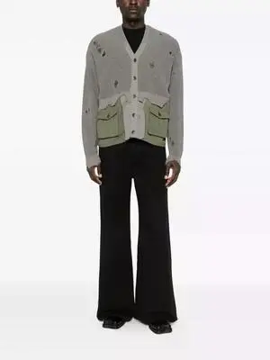 KHOKI Distressed Pocket Cardigan