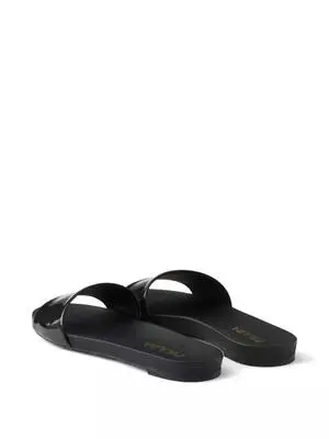 Prada Logo Patent Leather Slides