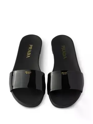 Prada Logo Patent Leather Slides