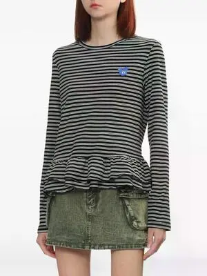 MINI CREAM Striped Long-sleeve T-shirt - Black