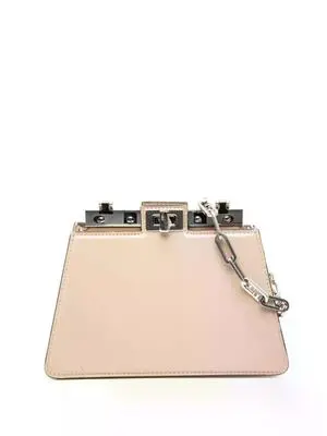 Fendi Small Leather Peekaboo Cut Chain Shoulder Bag