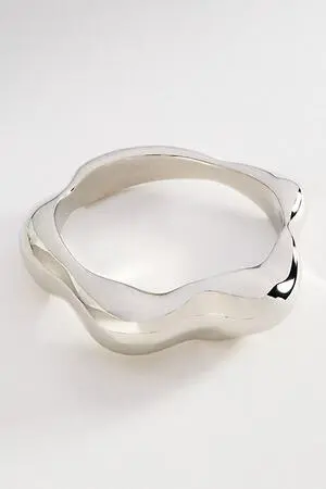 Anthropologie Scalloped Hinge Bangle Bracelet - Silver
