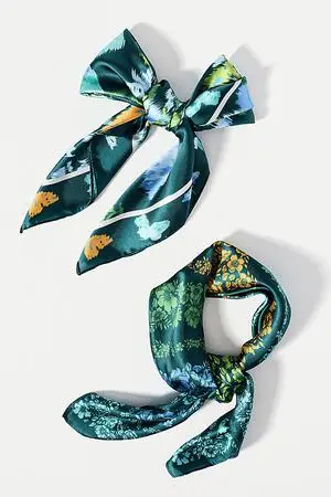 Anthropologie Prted Scarf - Blue/green Floral